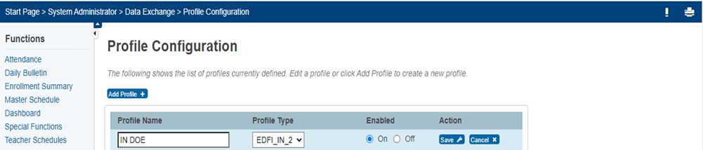 Profile Setup: Example