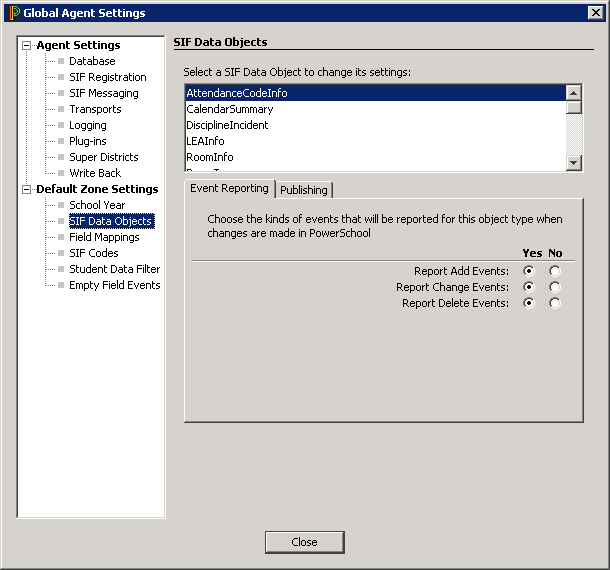SIF Data Objects Settings