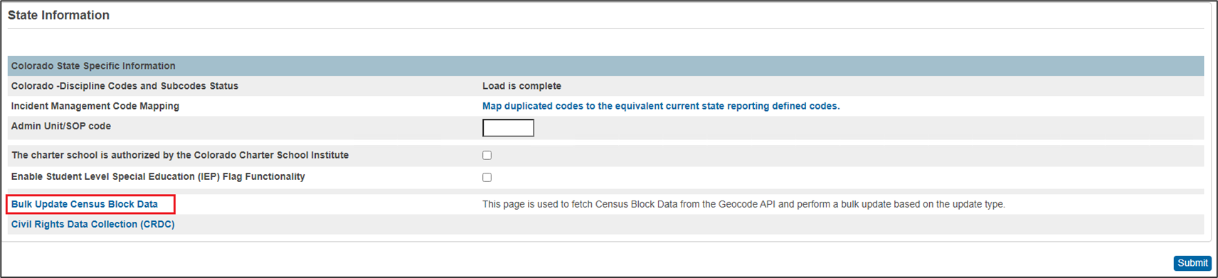 Bulk Update Census Block Data